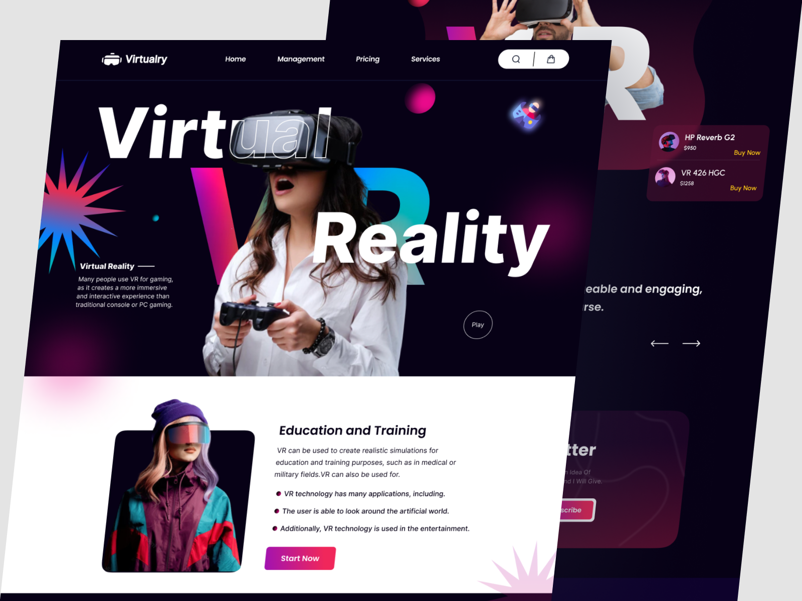VR- Landing Page by FalconThought for FalconThought - UX/UI Design ...