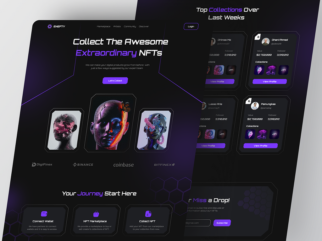Enefty - NFT Marketplace Landing by Dhimas Mo for Odama on Dribbble