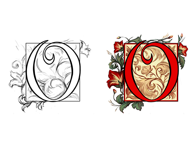 Stylized Initial by Elena Rivis on Dribbble