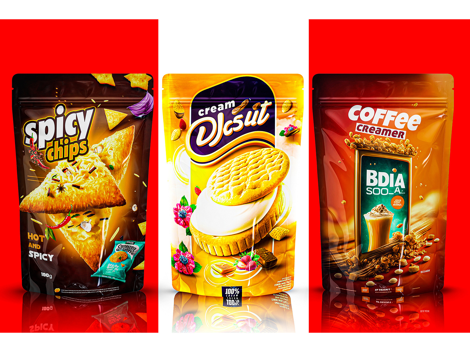 Attractive pouch design, mylar bag, food packaging, label by P_AyaN on Dribbble