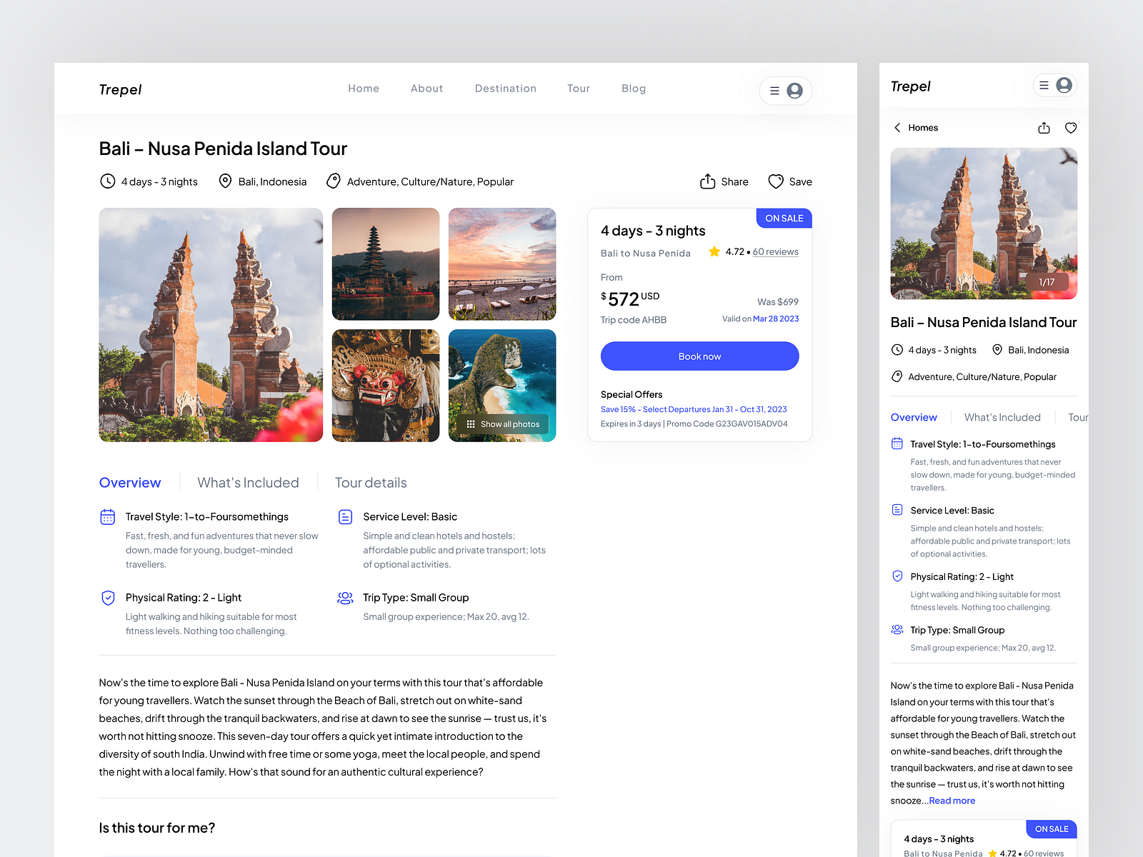 Trepel - Destination Detail Page by Yoga Pratama for Korsa on Dribbble