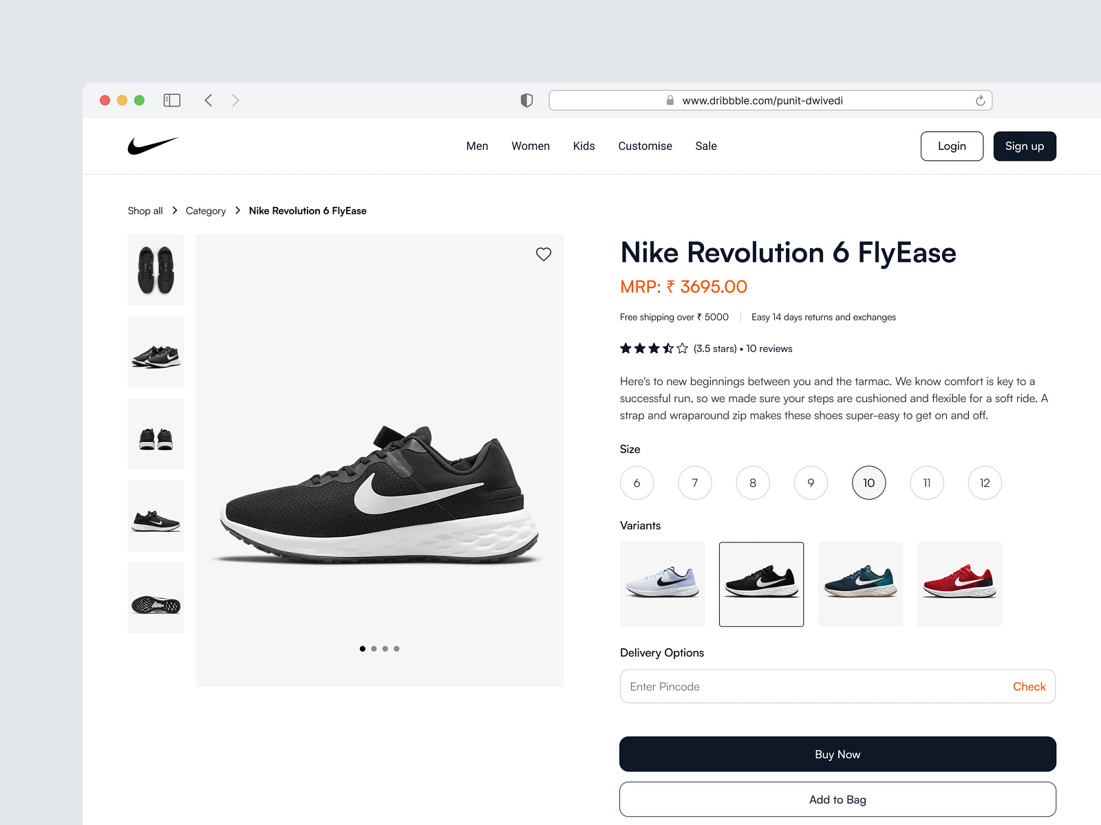 Refreshed layout(UI) for Nike Product Page by Punit Dwivedi on Dribbble