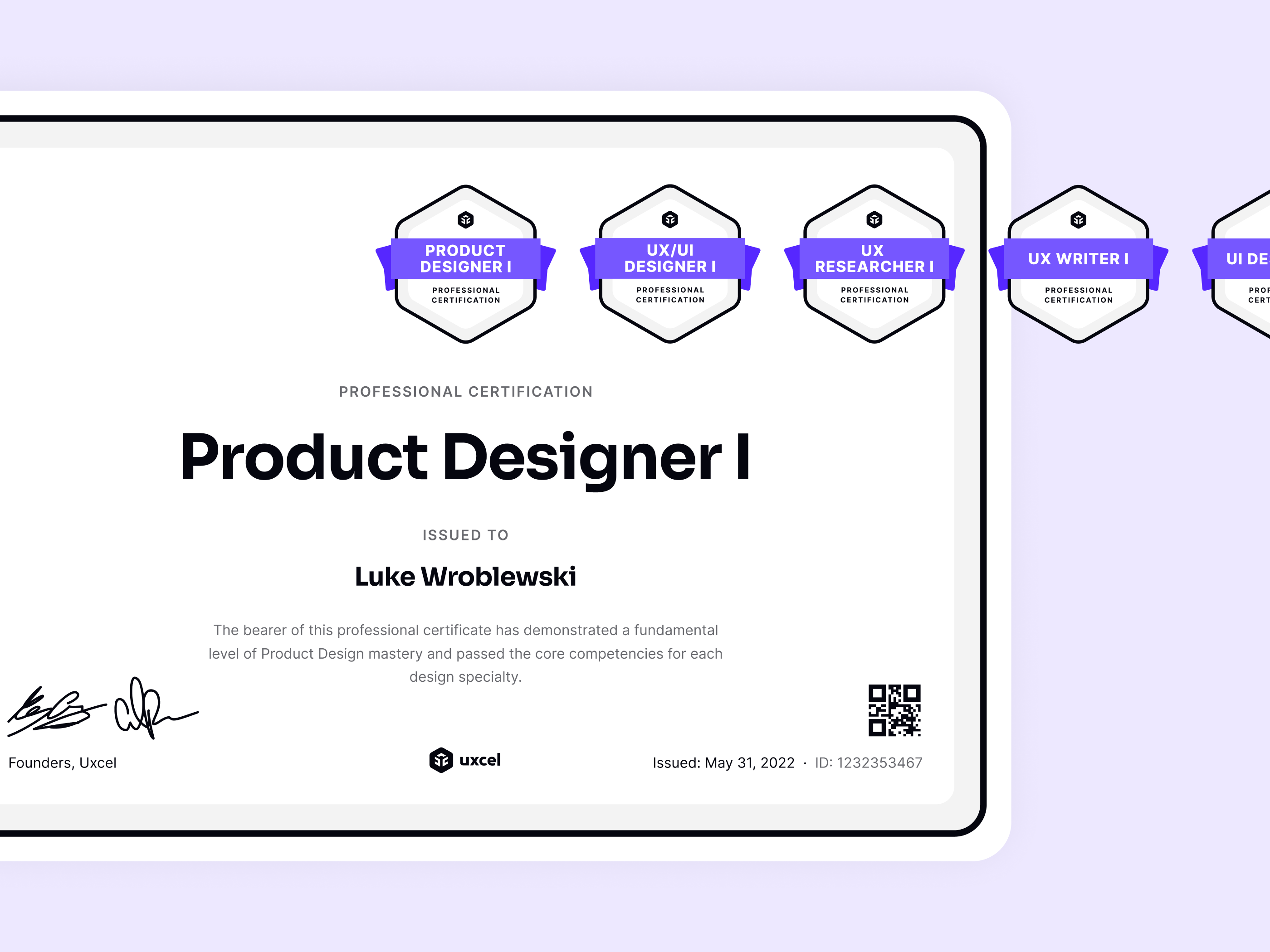 Uxcel Certificates by Katerina Tereshko for Uxcel on Dribbble