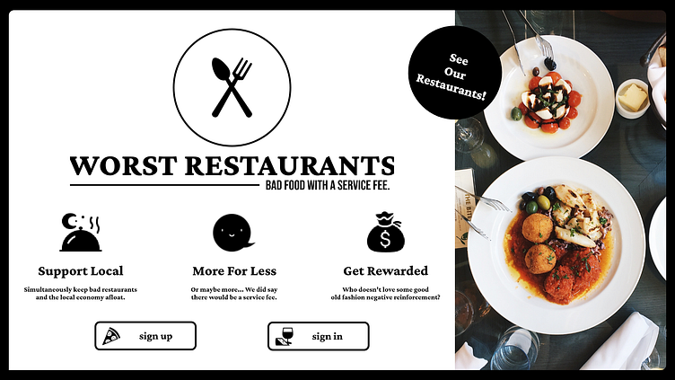 Worst Restaurants Landing Page by Kris Bert on Dribbble