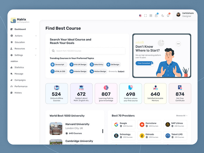 Lms Dashboard designs, themes, templates and downloadable graphic ...