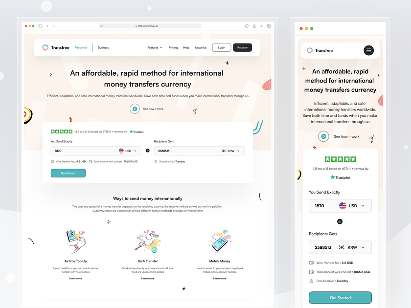 Online money transfer platform by Pelorous on Dribbble