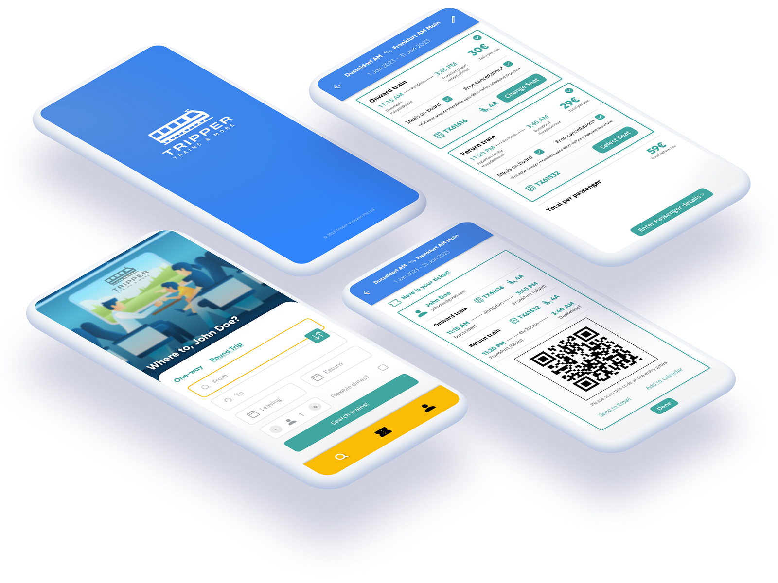 'Tripper', train ticketing app UI study by Arpan Jyoti Mahanta on Dribbble