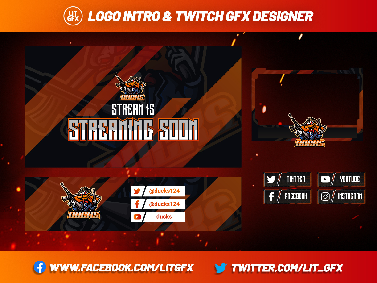 Full Twitch Package red and yellow by Logo intro & twitch GFX Designer on Dribbble