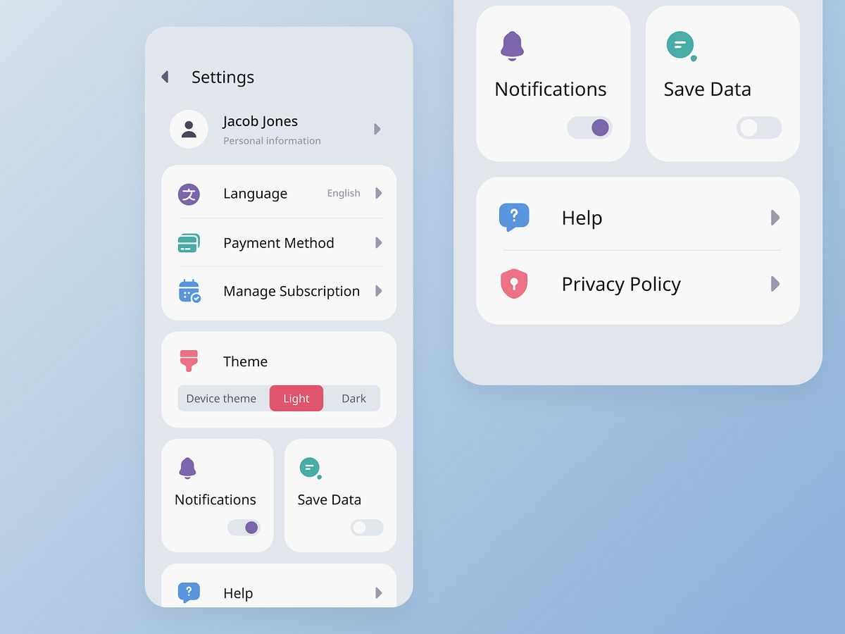Settings Page Design by Siraj Ahmed Khatri on Dribbble