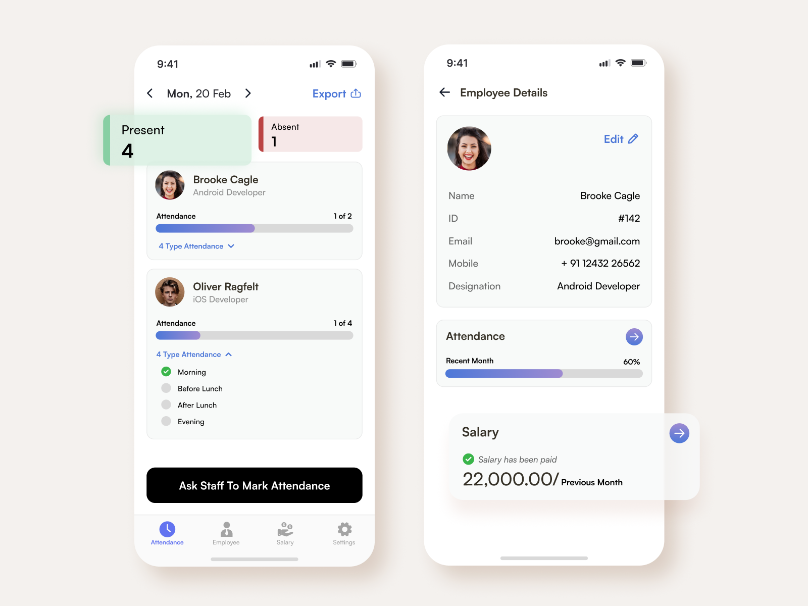 Employee Attendance App Ui by Dua Designer on Dribbble