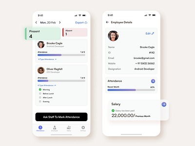 Employee Attendance App Ui by Dua Designer on Dribbble