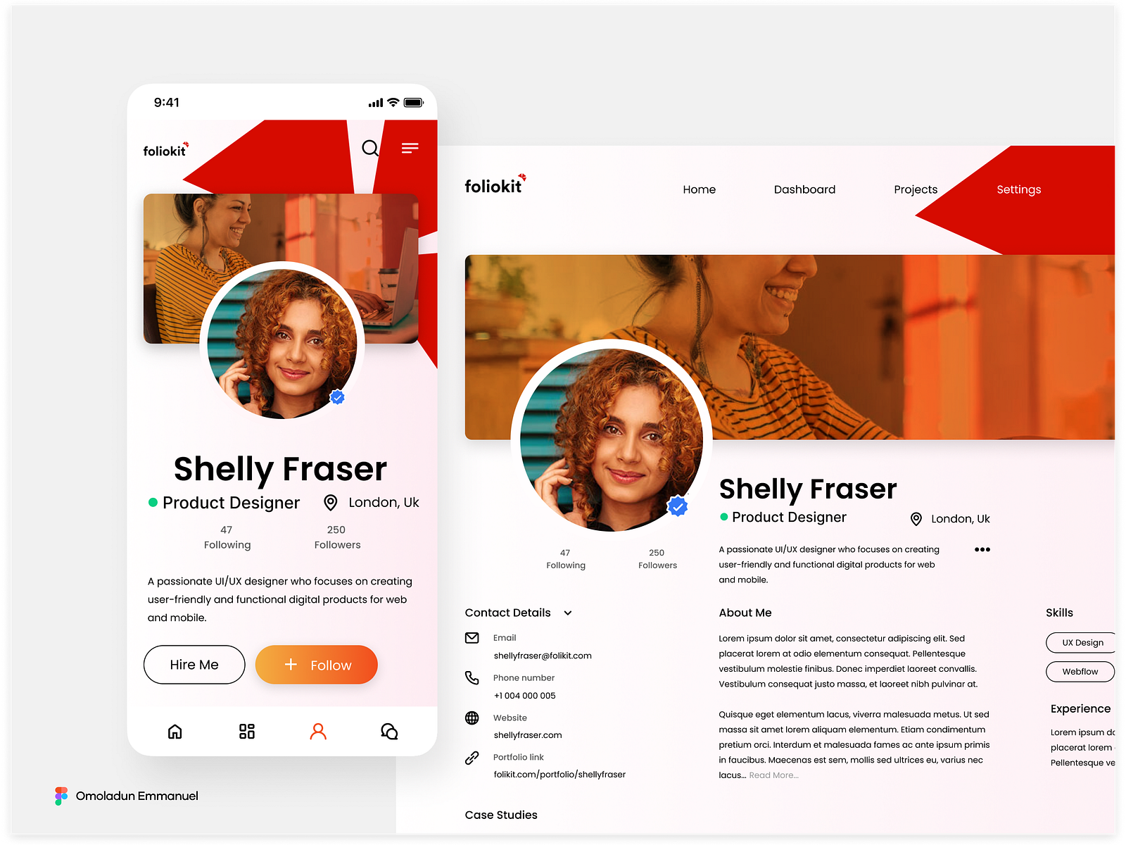 User Portfolio Profile by Emmanuel Omoladun on Dribbble