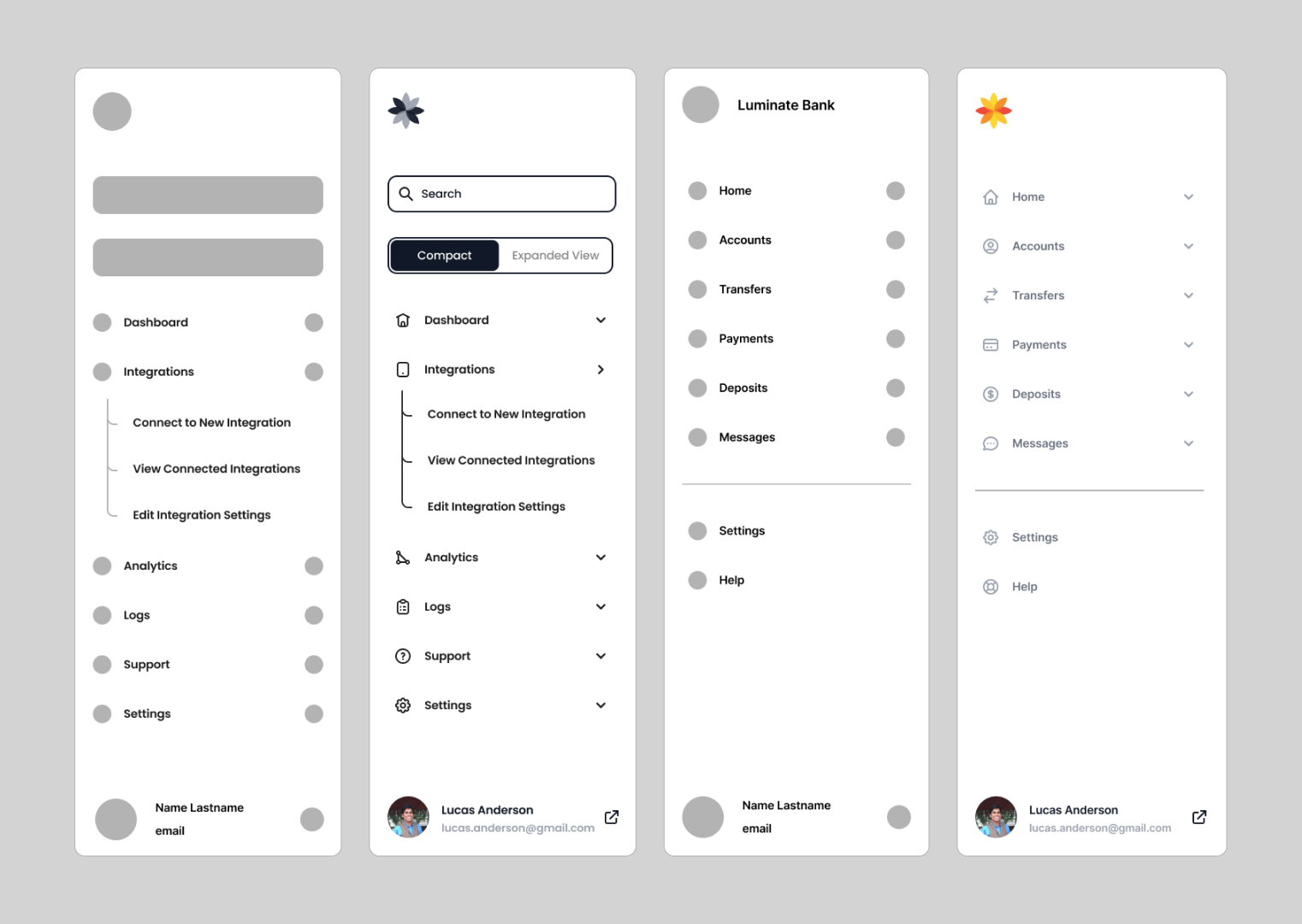 Dashbords Sidebars Concepts with Wireframes by Michael Patioha on Dribbble