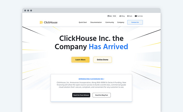 ClickHouse Website Launch by Jeffrey Boese on Dribbble