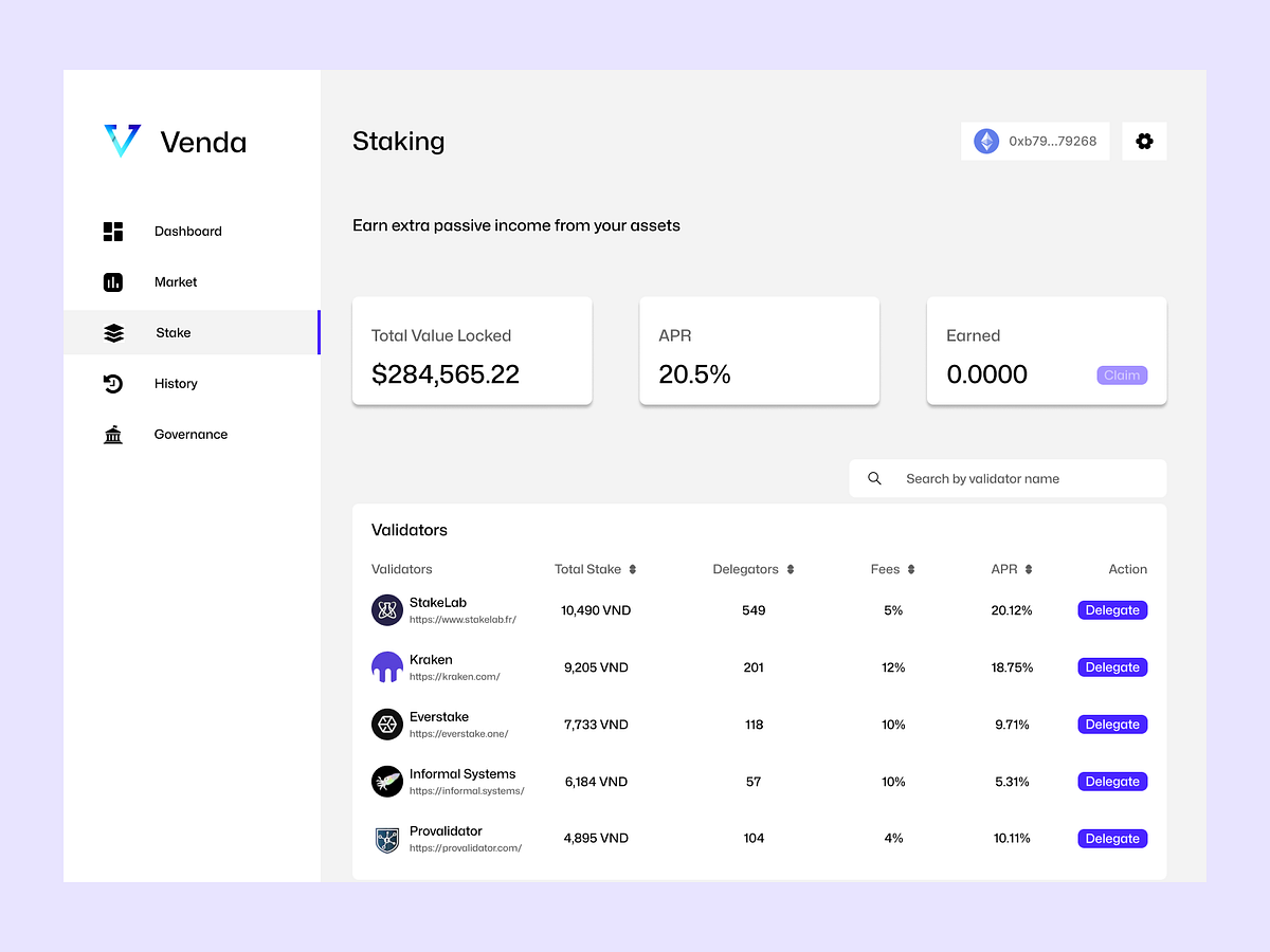 Staking Dashboard and Validators by Taiwo Samson on Dribbble