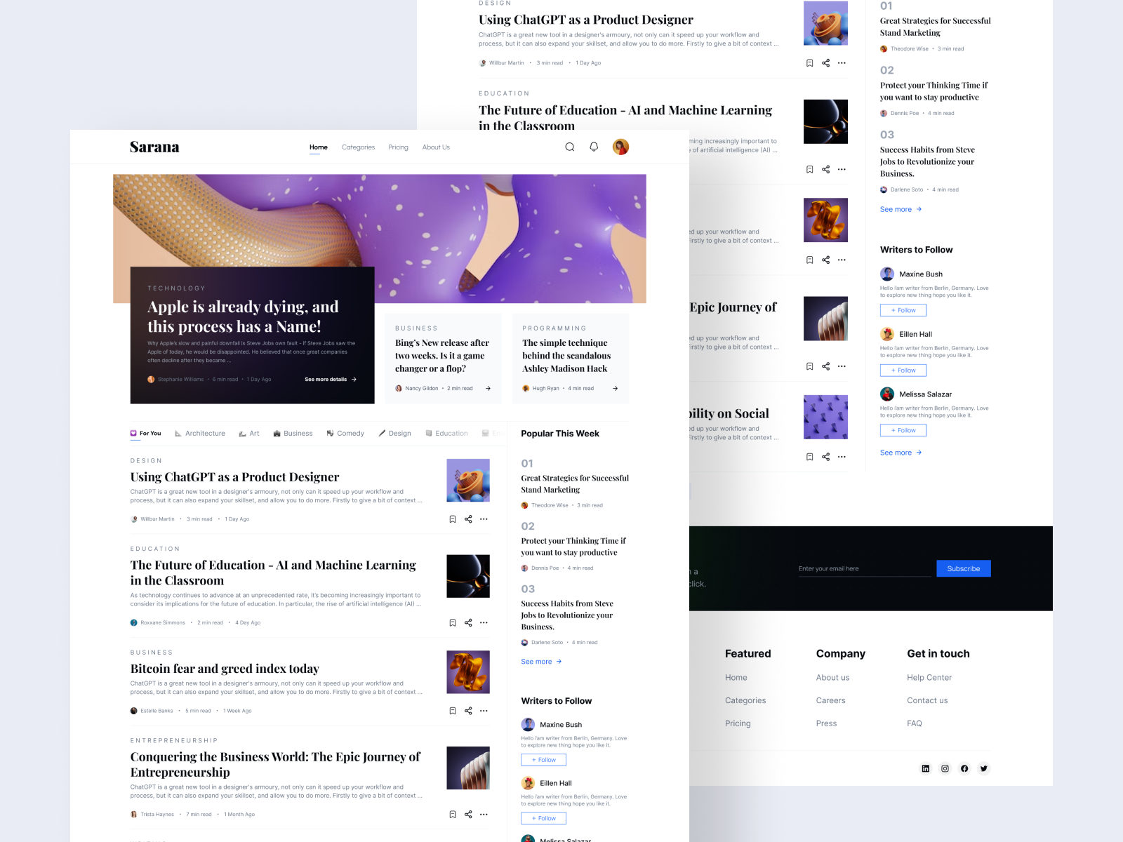 Sarana - Article Landing Page by Idham Majid for Kitani Studio on Dribbble