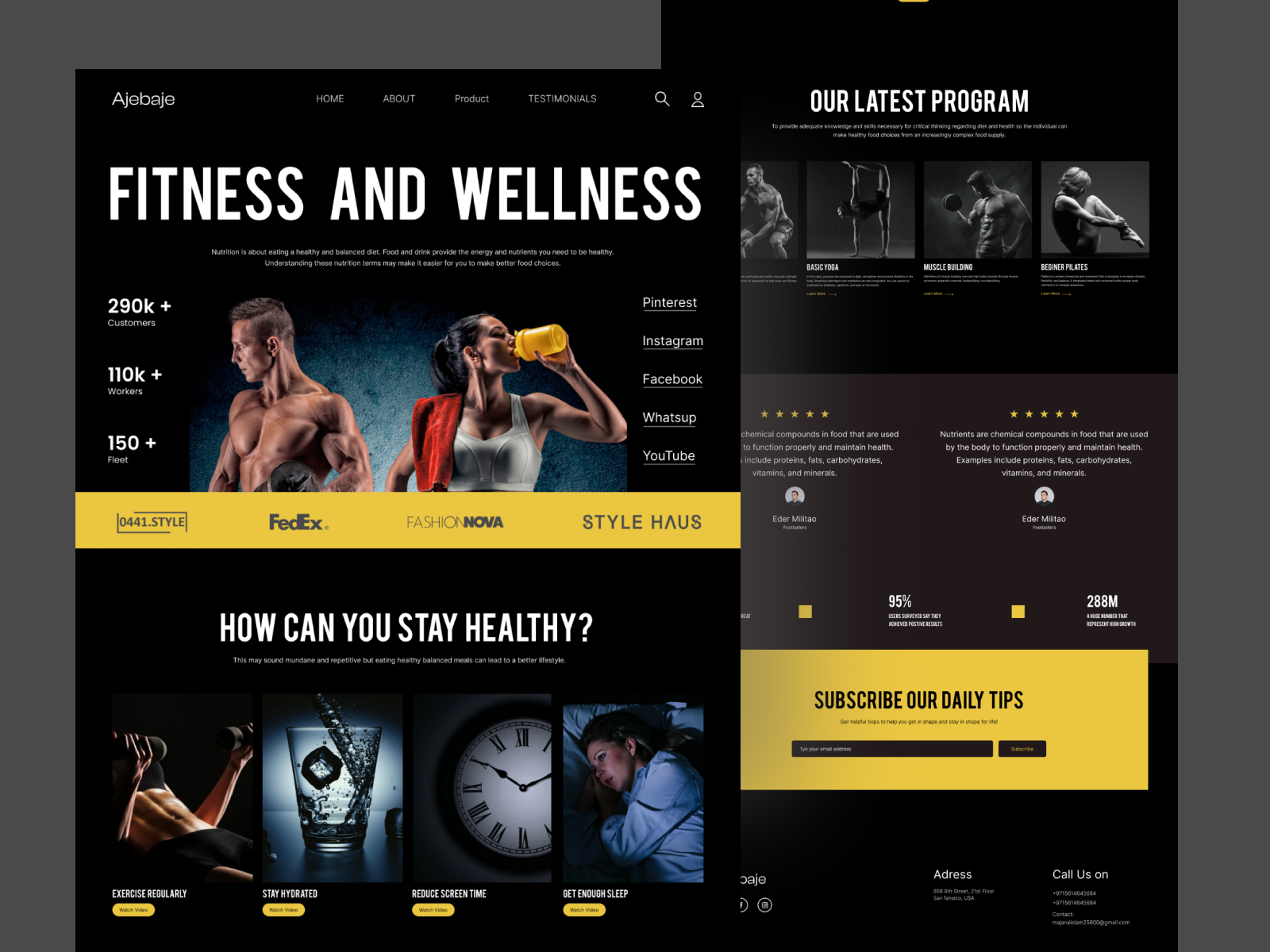 Fitness website design by Jahedul for Tophats on Dribbble
