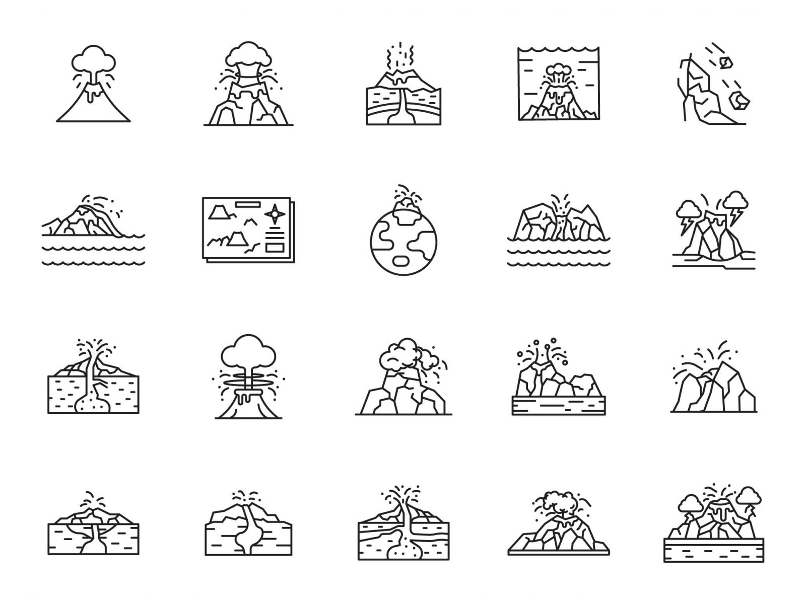 Volcano Eruption Icons by Graphic Pear on Dribbble