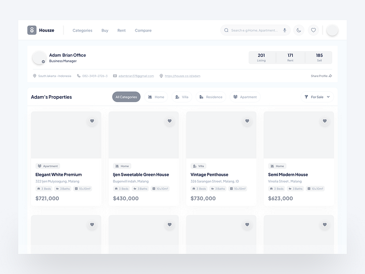 Housze – Property Rental Dashboard by Anggun Dipa for Dipa Inhouse on ...