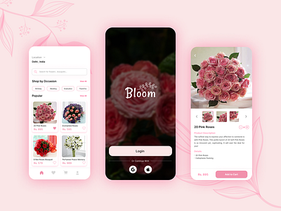 Flower Delivery App (Bloom) UI Concept by Bhumika Chauhan on Dribbble