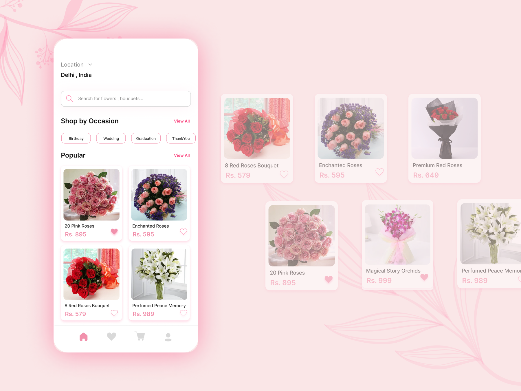 Flower Delivery App (Bloom) UI Concept by Bhumika Chauhan on Dribbble