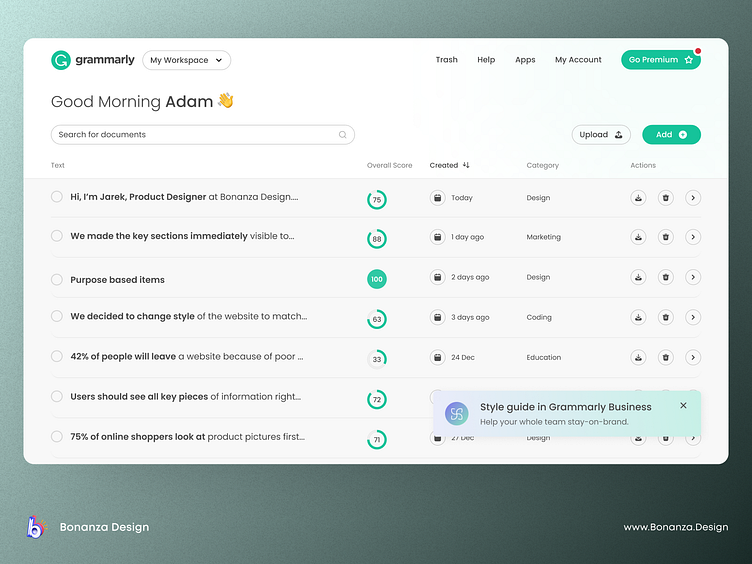 Grammarly | Desktop App Redesign by Behrad Mirafshar for Bonanza Design ...
