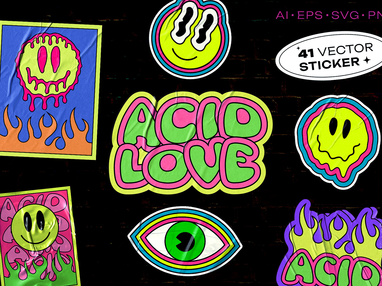 ACID LOVE STICKERS PACK by craftlove on Dribbble
