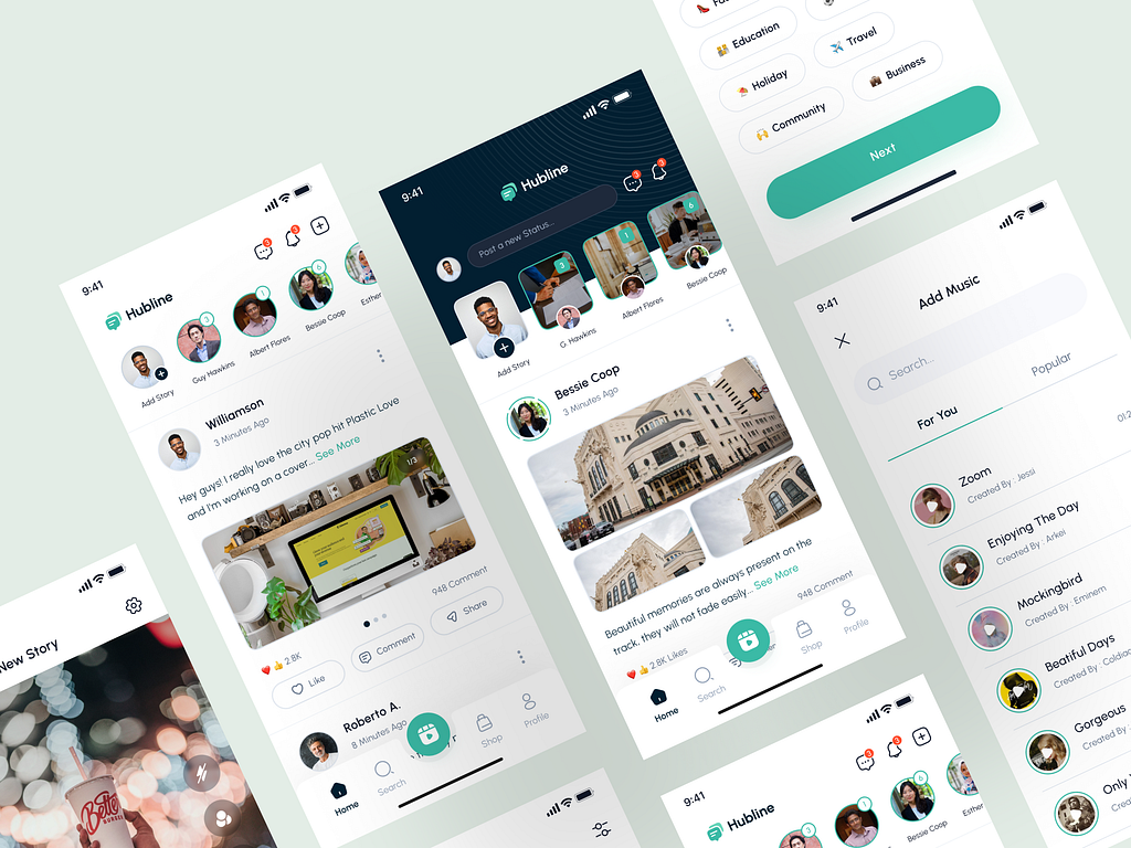 Hubline - Social Network App UI Kit by Uxerflow UI/UX on Dribbble