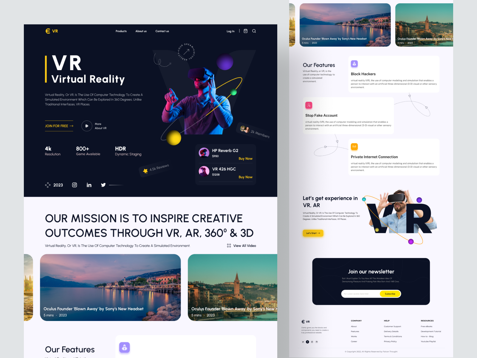 Virtual Reality- Landing page by FalconThought for FalconThought - UX ... Virtual Reality- Landing page by FalconThought for FalconThought - UX ...