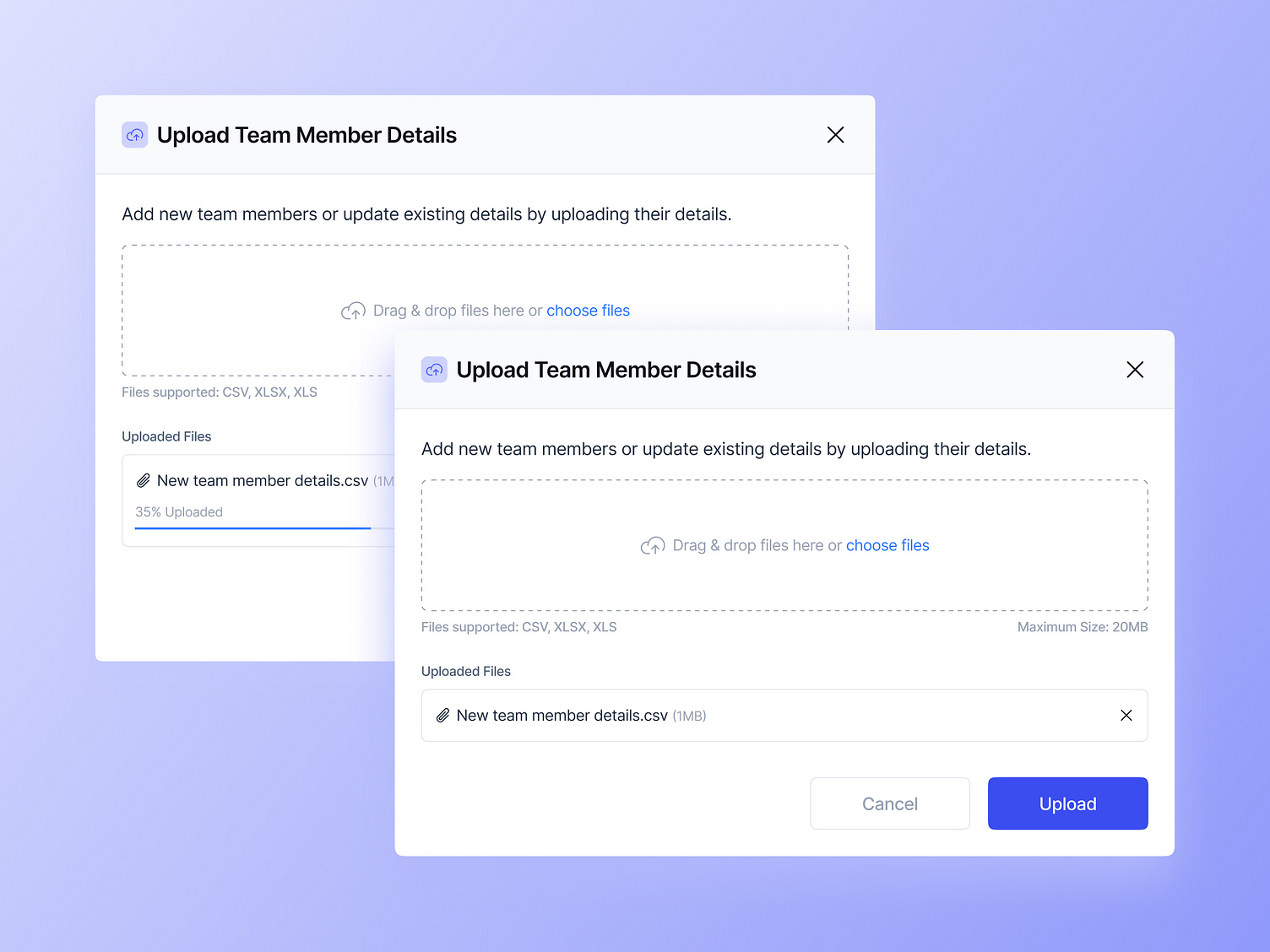 Upload File Modal by Tuesday on Dribbble