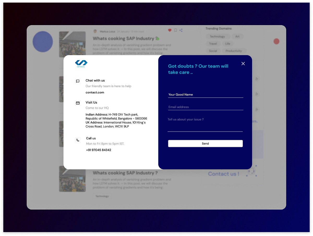 Contact Form UI Design by Sushant Jadhav on Dribbble