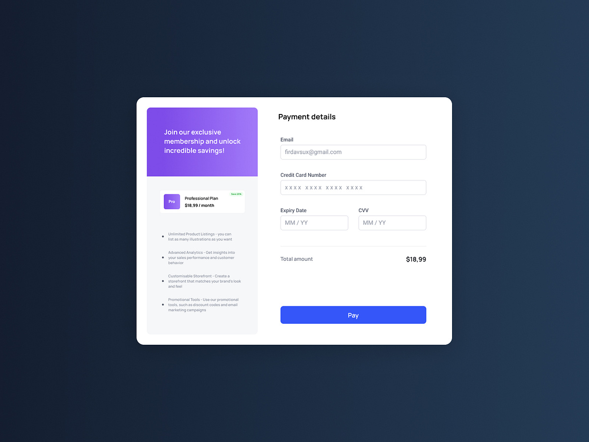 Payment Page design by Firdavs on Dribbble