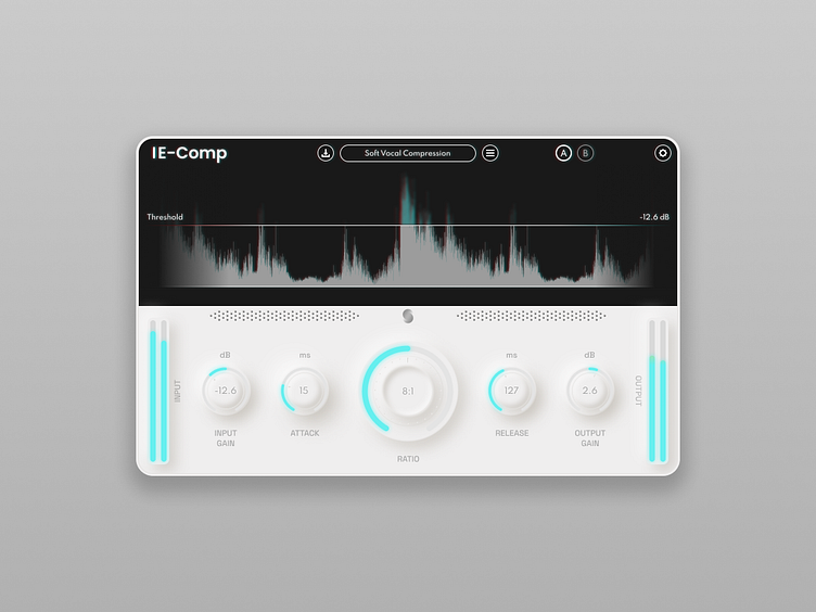 E-Comp - Neumorphic Audio Plugin - Compressor by Maciej Grzywacz on Dribbble