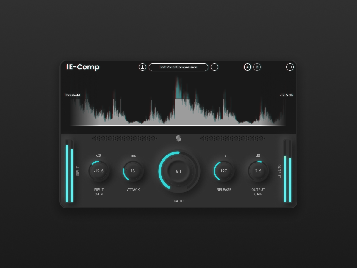 E-Comp - Neumorphic Audio Plugin - Compressor by Maciej Grzywacz on Dribbble