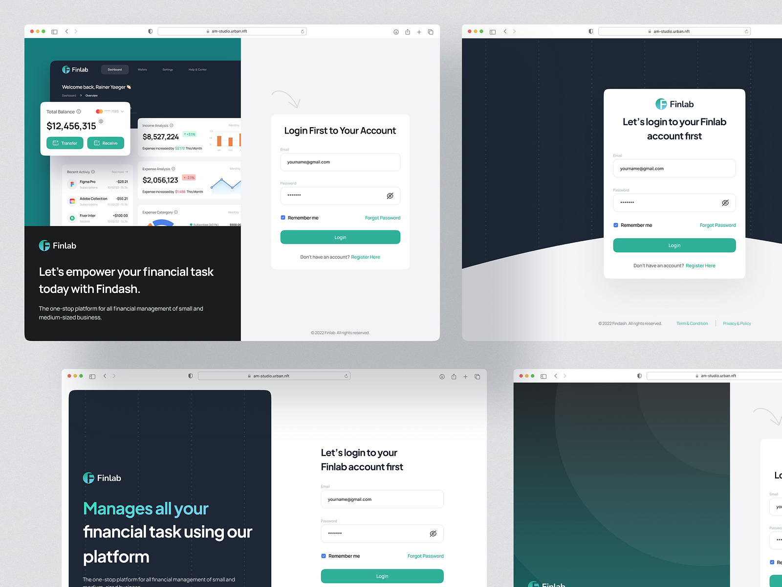 Sign in & Register Dashboard - Finlab by Ali Husni on Dribbble