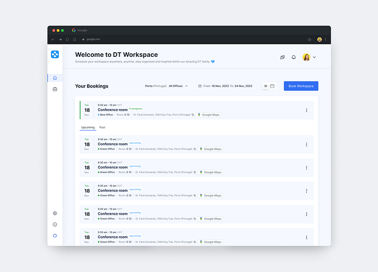 Workspace booking app by Oksana Kifer on Dribbble