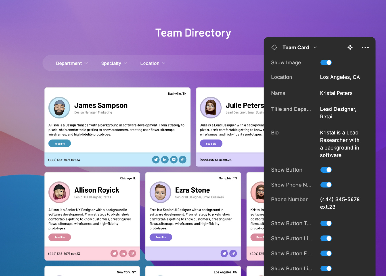 Exploring a Team Card Component for Figma by Jeremy Basham on Dribbble