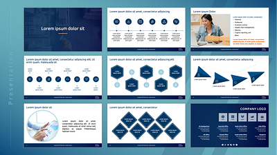 Dark blue PPT Template by Hashtag Design on Dribbble