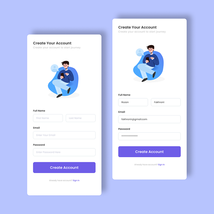 Simple Sign Up Page by Rozan Fakhroni Djamal on Dribbble