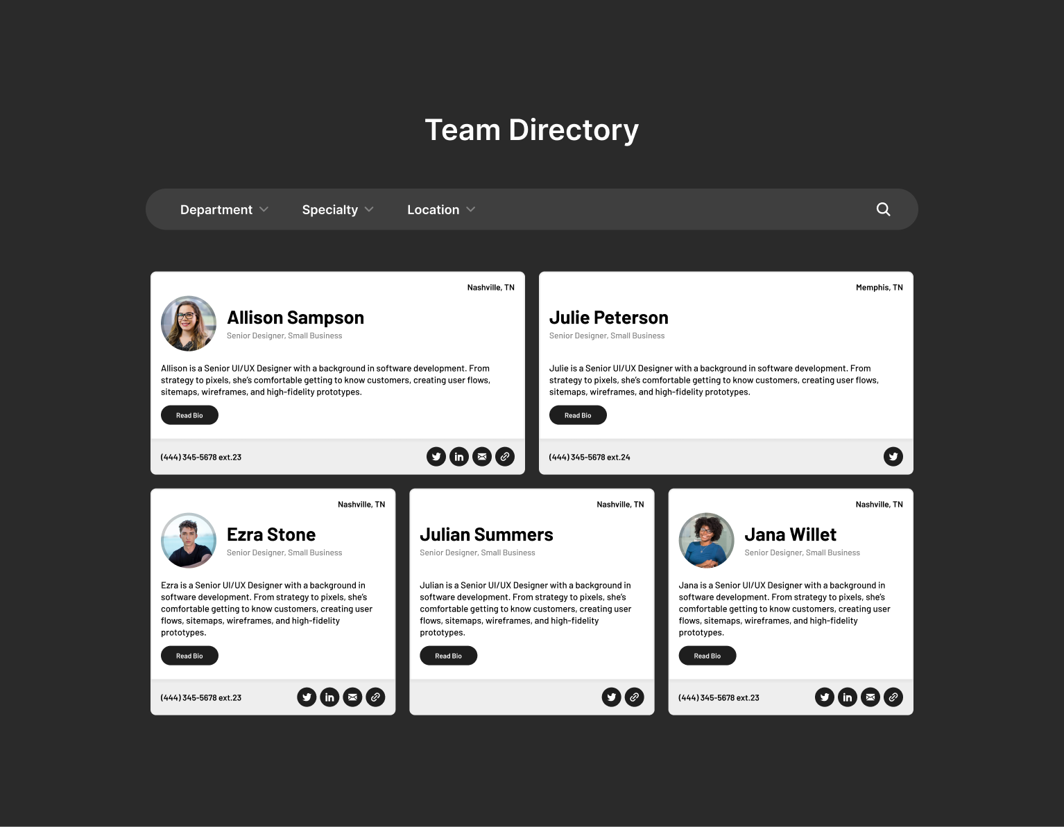 Exploring a Team Card Component for Figma by Jeremy Basham on Dribbble