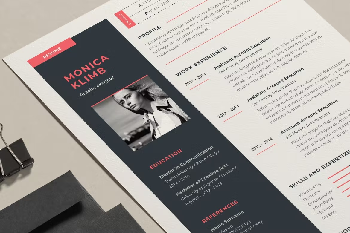 Resume Monica by Design My CV on Dribbble