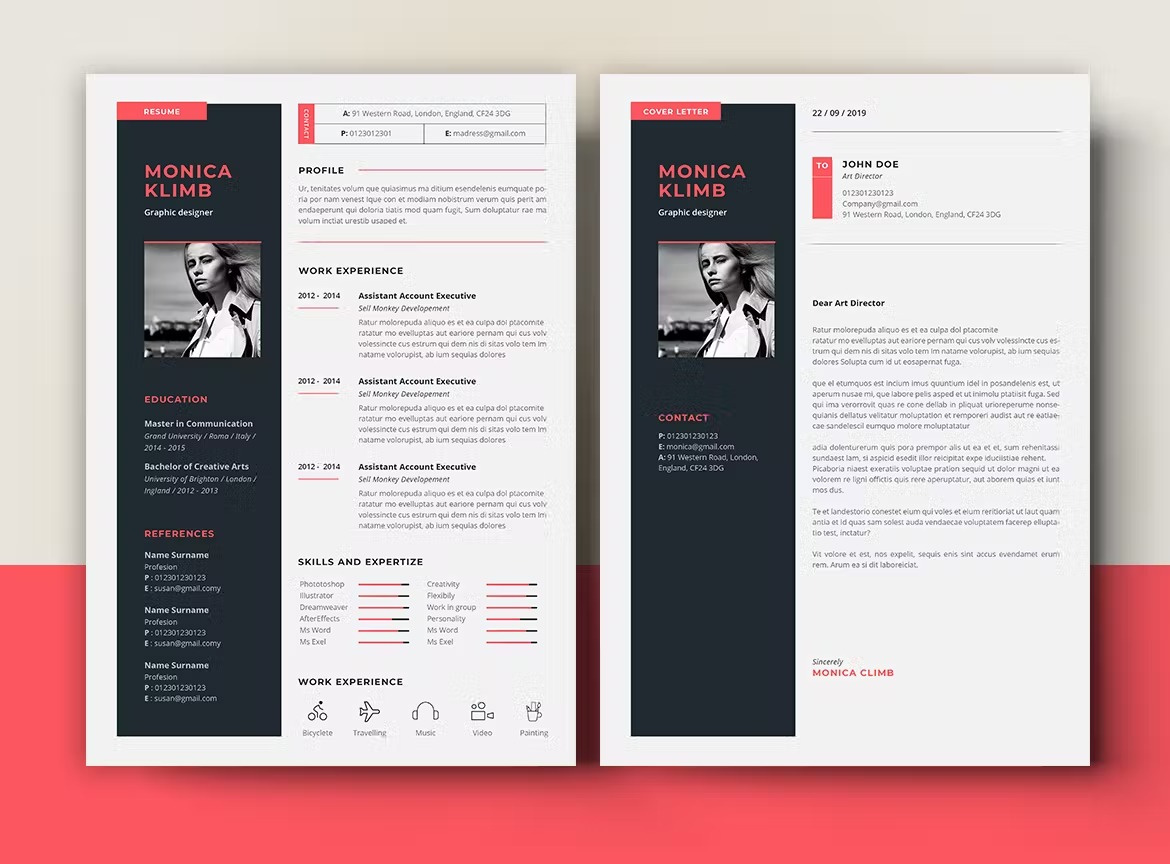 Resume Monica by Design My CV on Dribbble