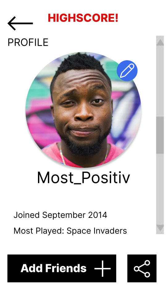 Mock-ups for 'Highscore!' mobile app by Jon Taylor on Dribbble