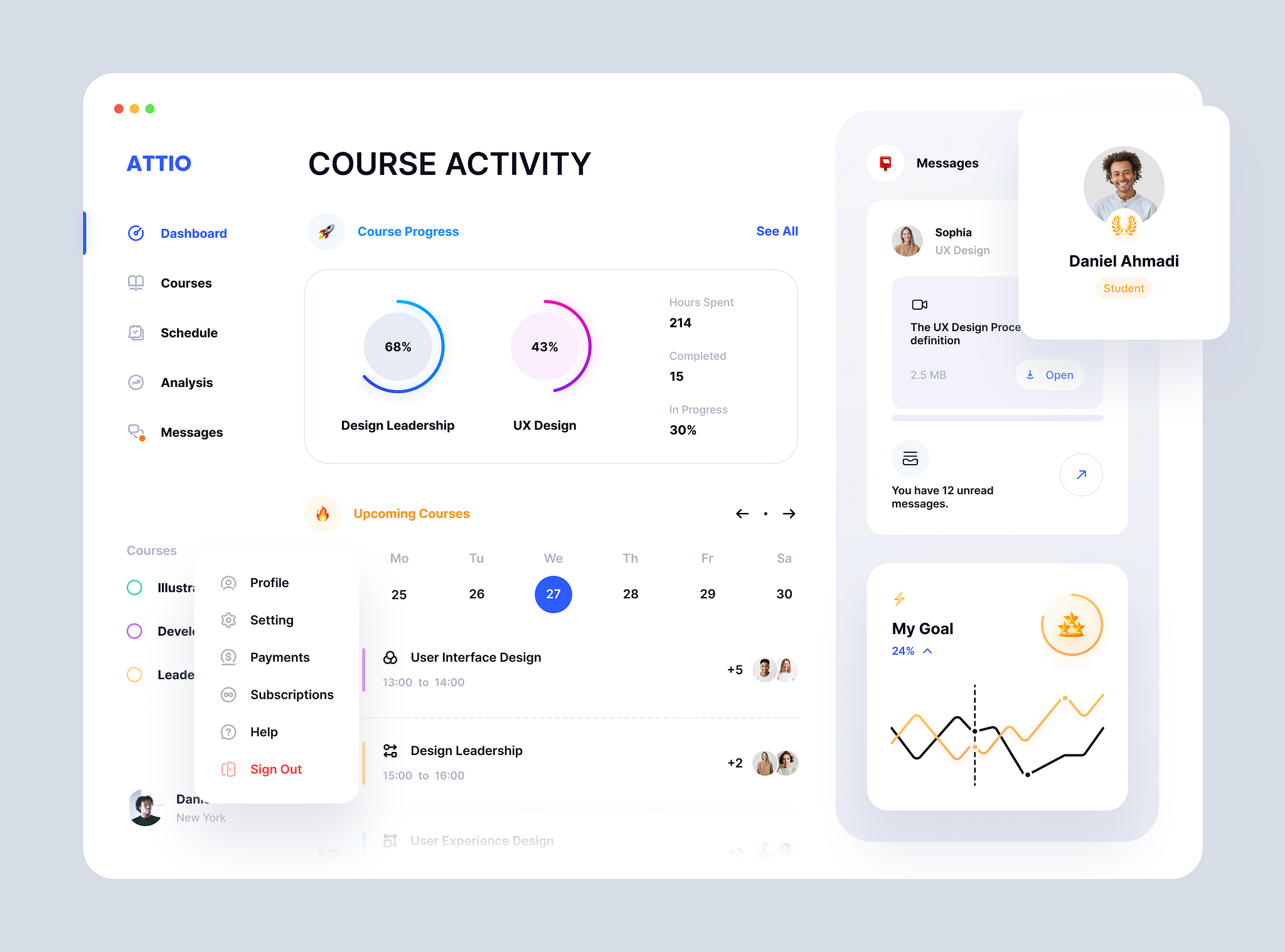 E-learning Dashboard by 11Daniyal on Dribbble