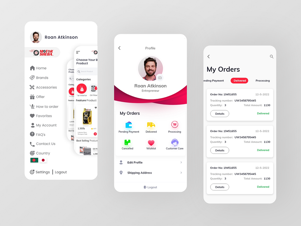 Ecommerce Profile App UI Design by Jonaidul Islam on Dribbble