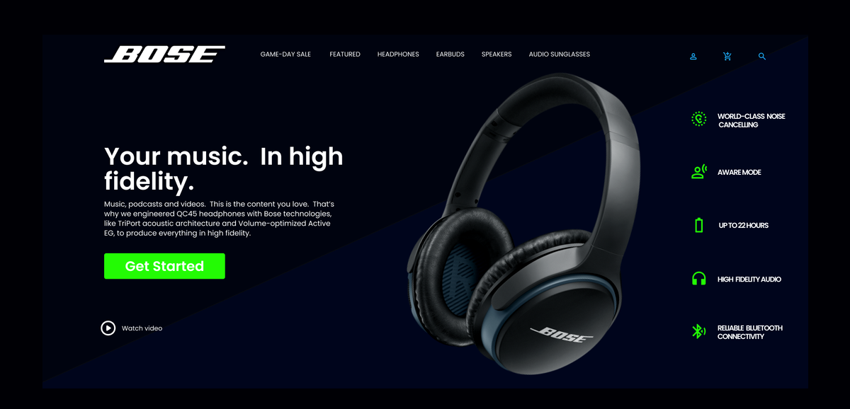 Bose landing page by Peter Kerasiotis on Dribbble