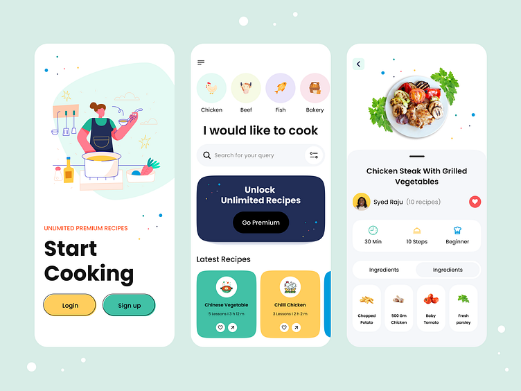 Recipe's App by Syed Raju on Dribbble