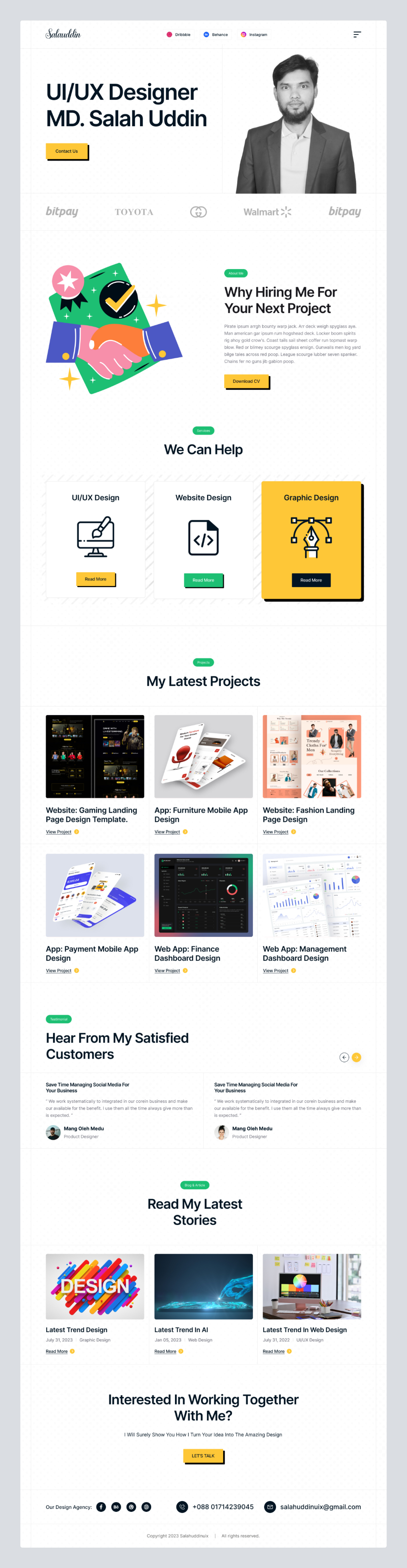 Portfolio | Personal Website Portfolio by Md Salah Uddin on Dribbble