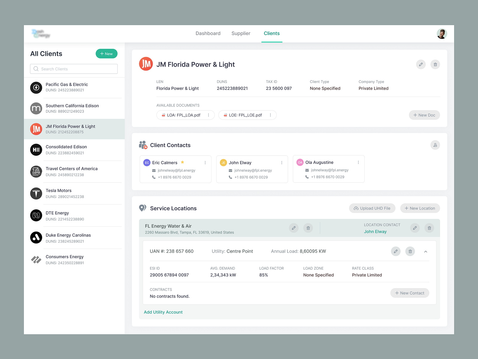 Client Dashboard for Energy Broker Platfro by Sanal C.K on Dribbble