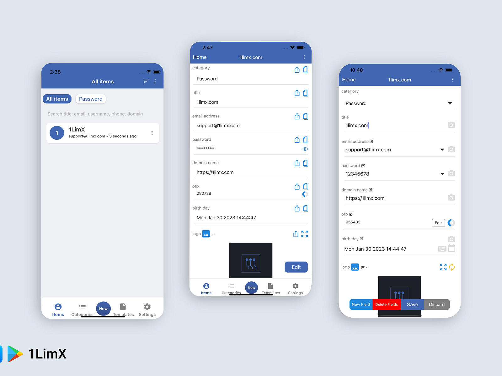 Mobile App UI - 1LimX Item List, Item View, Item Edit Form by Hayr Hotoca on Dribbble